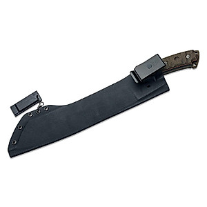 Tops Knives El Chete Fixed Blade Knife with Midnight Bronze Blade Finish, Rocky Mountain Tread Handle, and Black Kydex Sheath with Steel Belt Clip, ELCH-01-RMT