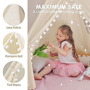 Tiny Land Teepee Tent for Kids Tent Indoor, Canvas Toddler Tent - Kids Teepee Tent for Girls & Boys, Washable Tipi Tent Kids Boho Tent - Foldable Kids Play Tent