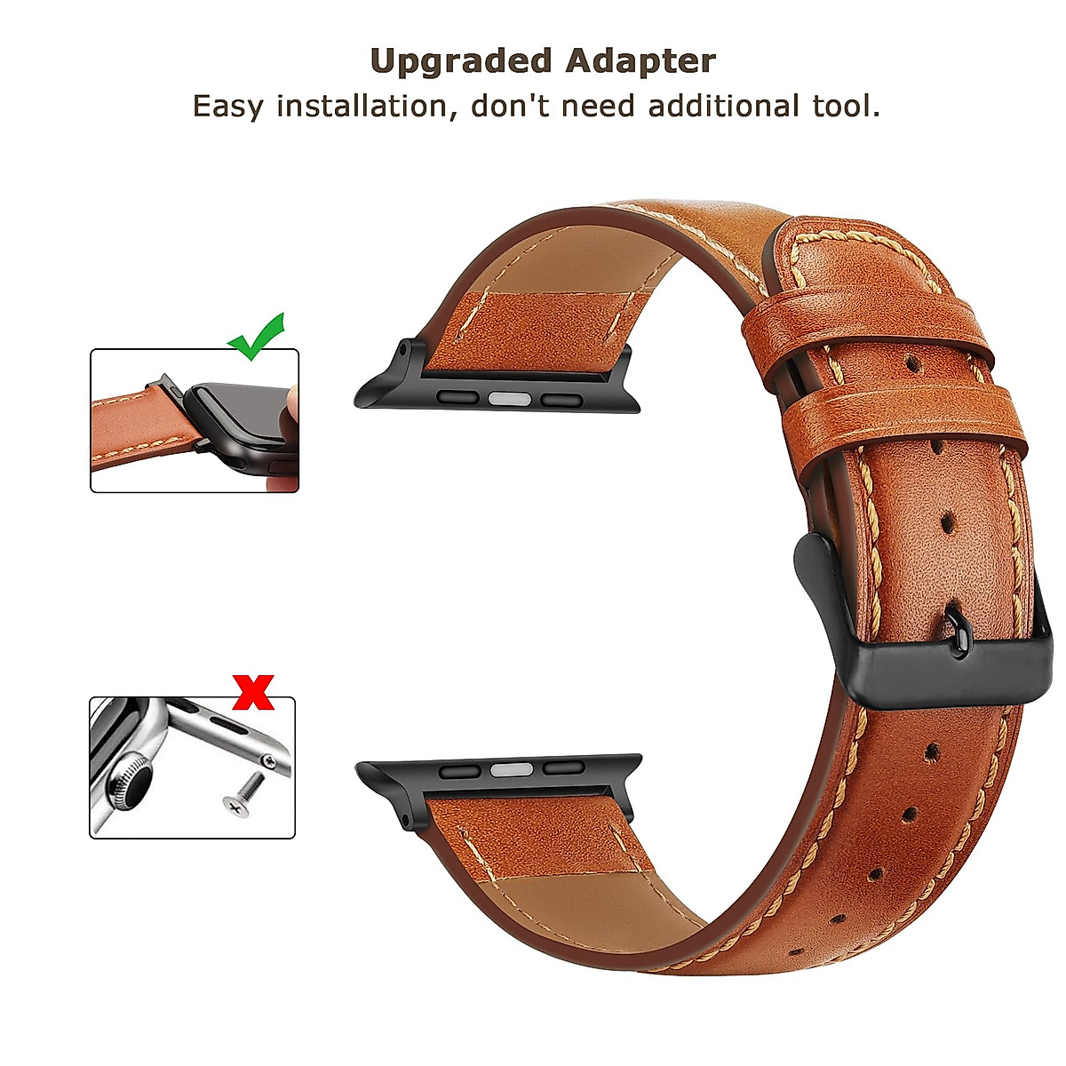 Tasikar Bands Compatible with Apple Watch Band 49mm 46mm 45mm 44mm 42mm Men Genuine Leather Replacement Bands Compatible with Apple Watch Ultra 2 SE Series 10 9 8 7 6 5 4 3 2 1, Classic Brown