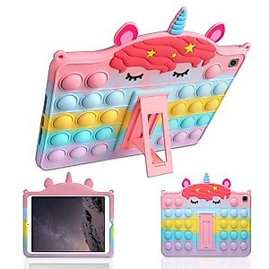 WESADN for iPad Air 2 Case for iPad Pro 9.7 Case with Kickstand for Girls Women Silicone Fidget Bubble Case Cute Pop Holder Cover for iPad Air 2rd Generation for iPad Pro 2016 9.7 inch