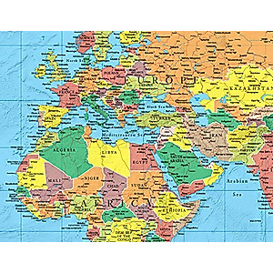 30x48 World Wall Map by Smithsonian Journeys - Blue Ocean Edition (30x48 Laminated)