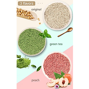 Edible Cat Litter Water Soluble Cat Litter - Tofu Cat Litter，Low Dust Litter, 100% Edible Soybean and Corn Materials，2mm Diameter ，Fast Agglomeration - 5 Lb (Green Tea)