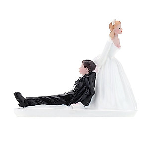 Ailgely Bride Dragging Groom Cake Topper,Funny Wedding Cake Toppers Bride and Groom,Figurine Wedding Cake Topper Romantic Wedding Party Decoration Adorable Gift