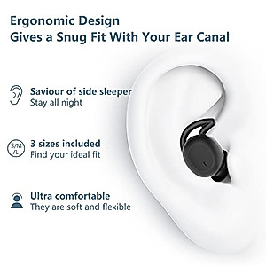 Sleep Earbuds Wireless Bluetooth Headphone for Sleeping, Noise Blocking No Alert, Ultra Small and Skin-Soft Silicone in-Ear Earbuds Designed for Side Sleepers, Insomnia, Snoring, Work, Travel (Black)