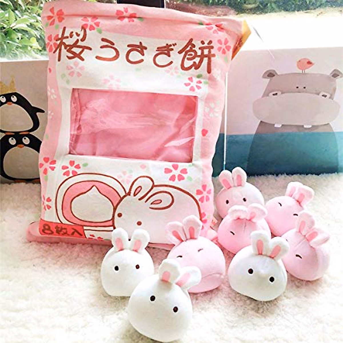REFAHB Cute Plush Pillow Throw Pillow Removable Stuffed Animal Toys Creative Gifts for Girls (Bunny)