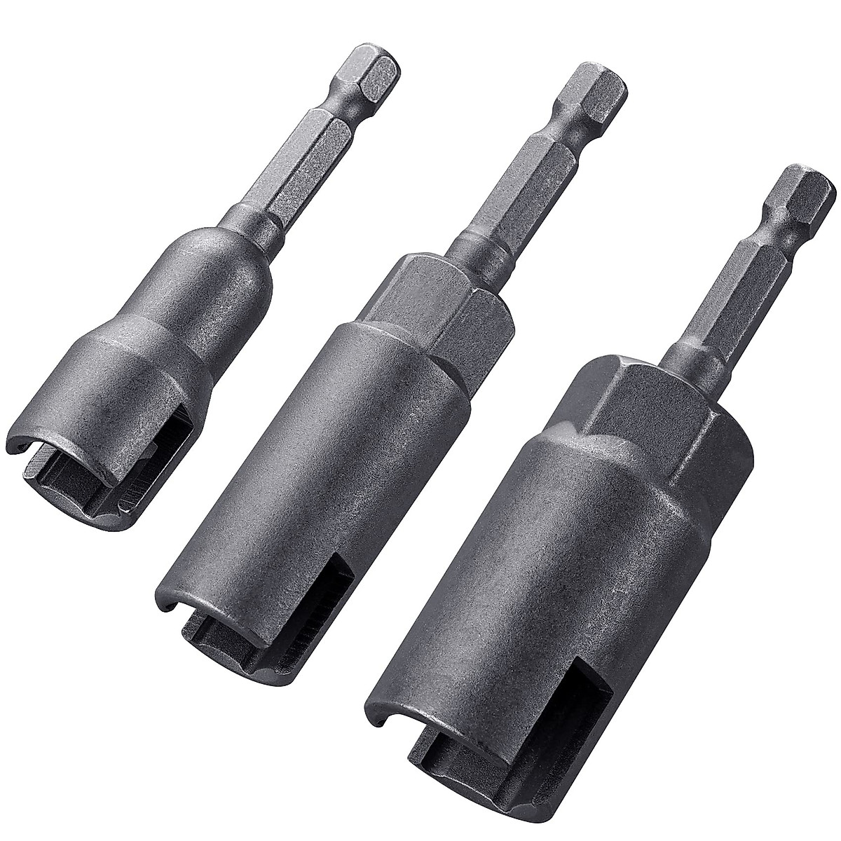 PAGOW 1/4" Hex Shank Upgraded Large Slotted Hurricane Wingnut Driver - Wing Nut Drill Bit Socket Tool for Panel Wing Nuts, Screws Eye C Hook & Q-Hanger, Steel (3 Pack 3 Size)