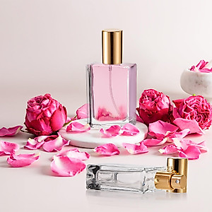 Foraineam 12 Pack 1 oz / 30ml Clear Glass Perfume Bottle, Refillable Empty Fine Mist Atomizer Spray Bottles, Portable Square Perfume Atomizer Bottles for Fragrance, Perfume, Lotion, Essential Oil