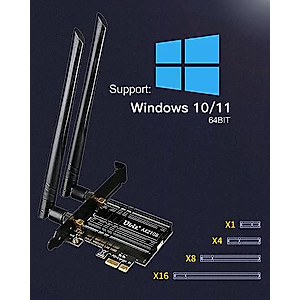 WiFi Card, Ubit Tri-Band 5400Mbps WiFi 6E 6GHz PCIe WiFi Card, BT 5.2, AX210 Wireless WLAN Adapter with MU-MIMO,OFDMA,Ultra-Low Latency, Supports Windows 10/11 (64bit)