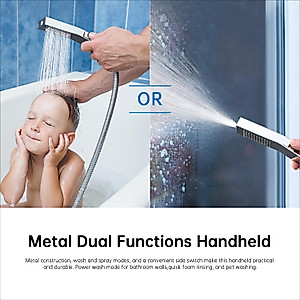 G-Promise All Metal 12'' Rain Shower Head with Handheld Built-in Power Wash Mode 3-way Diverter with Pause Setting 11'' Adjustable Extension Arm with Lock Joint 65'' Stainless Steel Hose