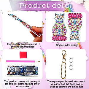 Queekay 4 Pieces Diamond Art Sun Catcher DIY Wind Chime Kit Hanging Double Sided Hummingbird Butterfly Cat Peacock Shape Crystal Number Ornament for Adults Kids Home Garden Decoration