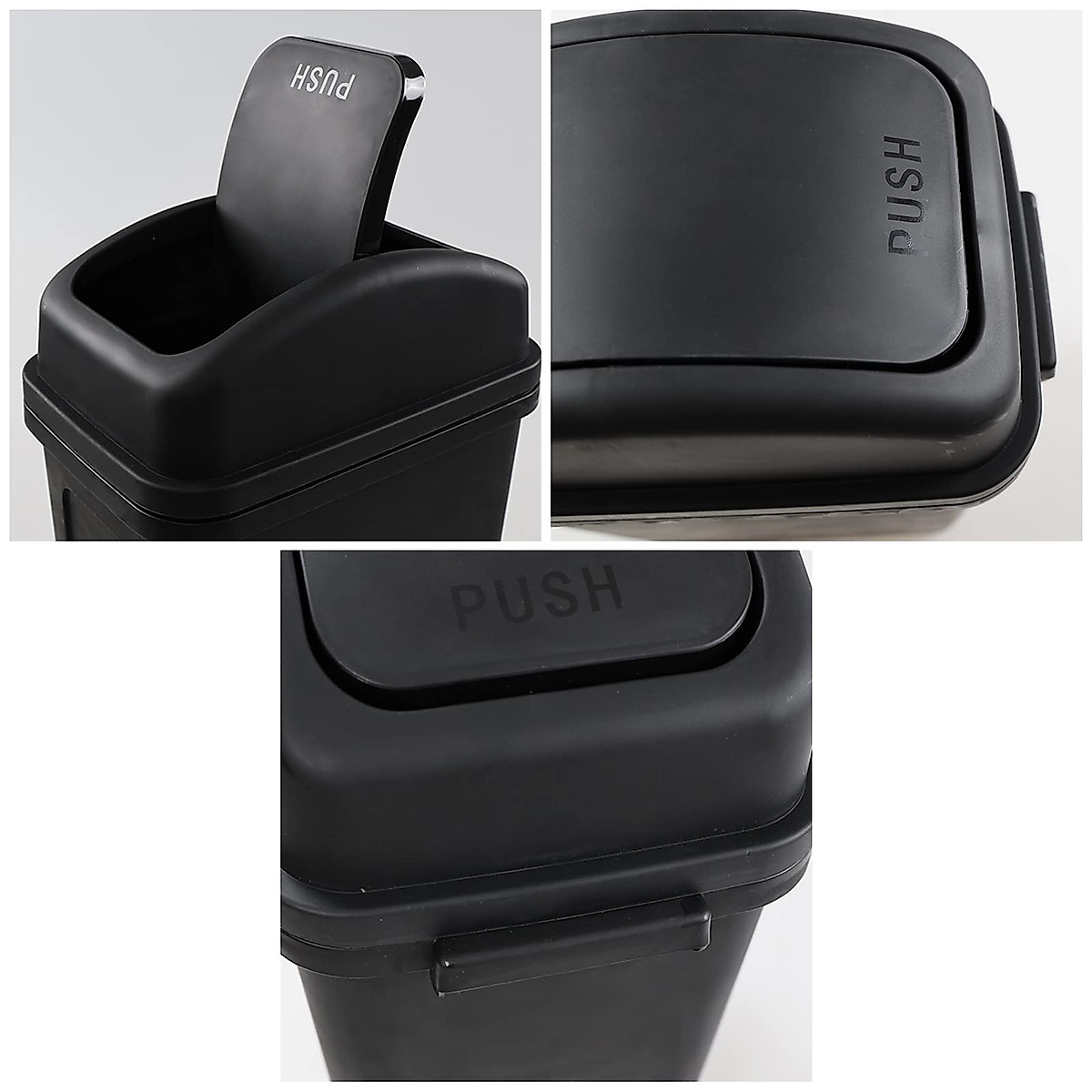 Idotry 1.8 Gallon / 7 Liter Plastic Trash Can, Small Garbage Bin with Swing Lid, Black