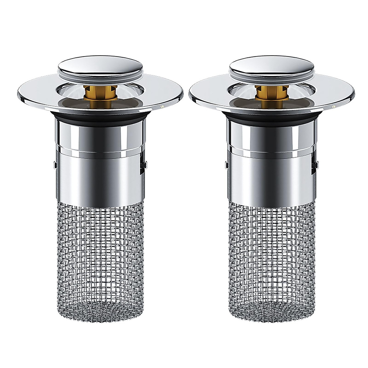 2PCS Bathroom Sink Stopper Hair Catcher,Removable Stainless Steel Filter Basket,Sink Plug Hair Trap Universal Bathtub Sink Drain Replacement
