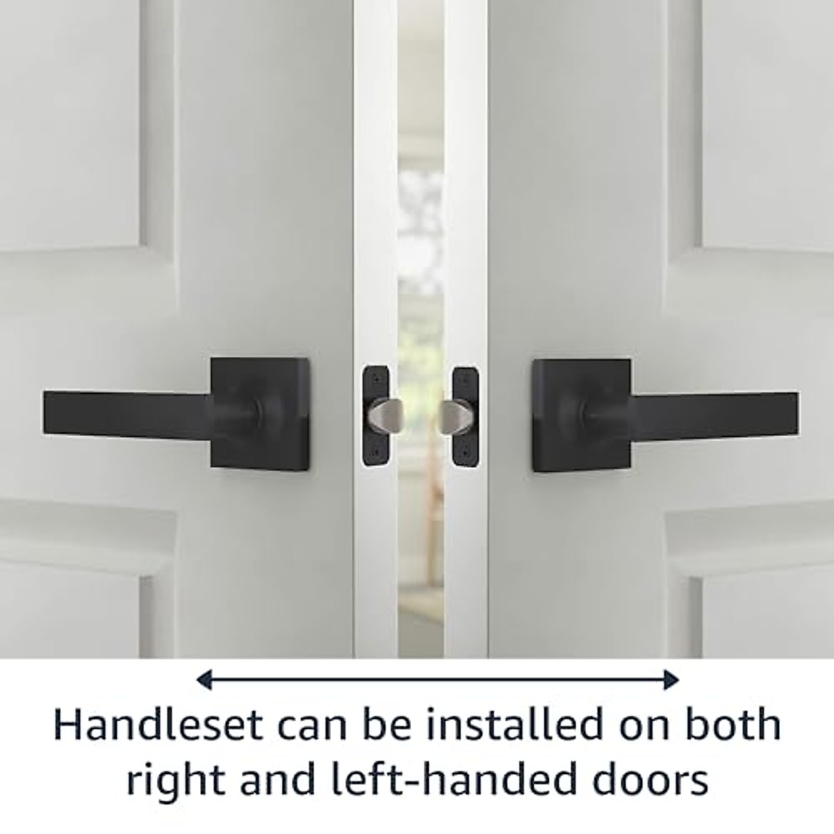 Amazon Basics Contemporary Stamford Door Lever - Passage - Matte Black, 6-Pack