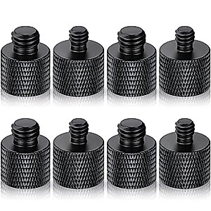 8 Pack Camera Screw Adapter 1/4 Male to 3/8 Female and 3/8 Male to 1/4 Female Camera Screw Adapter for Camera Tripod Stand Microphone Stand Mic Mount (Black)