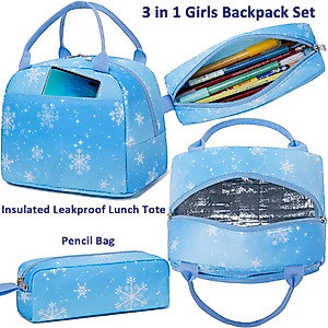Meisohua Girls School Backpack for Primary Kindergarten Princess Backpack for Kids Girls School Bags with Lunch Tote 3 in 1 Set