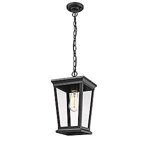 Odeums Outdoor Pendant Lights, Exterior Pendant Lighting Fixture, Outdoor Pendant Hanging Light Black, Pendant Ceiling Light