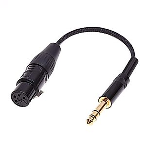GAGACOCC Silver Plated 1/4 6.35MM Male to 4 Pin XLR Female Balanced Headphone TRS Audio Adapter