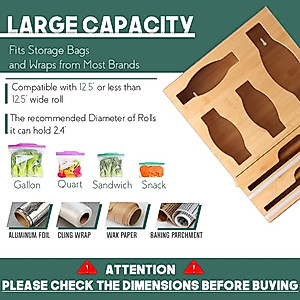 TRENDYYA 6in1 Ziplock Bag Organizer for Drawer and Wall, Baggie Organizer for Drawer & Foil and Plastic Wrap Organizer For Gallon,Quart,Snack,Sandwich Bag & Wrap Rolls of 12.5"