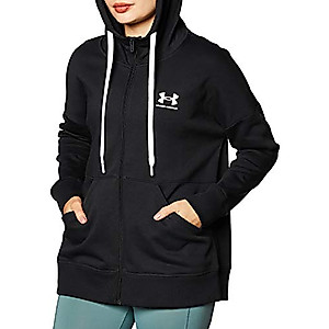 Under Armour Women's Rival Fleece Full Zip Hoodie , Black (001)/White , XX-Large