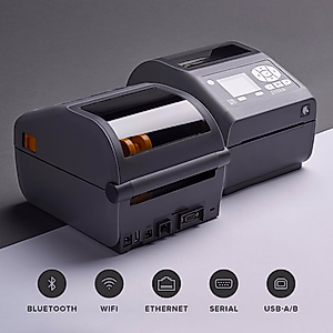 ZEBRA ZD620d Direct Thermal Desktop Printer with LCD Screen 203 dpi Print Width 4 in WiFi Bluetooth USB Serial Ethernet ZD62142-D01L01EZ