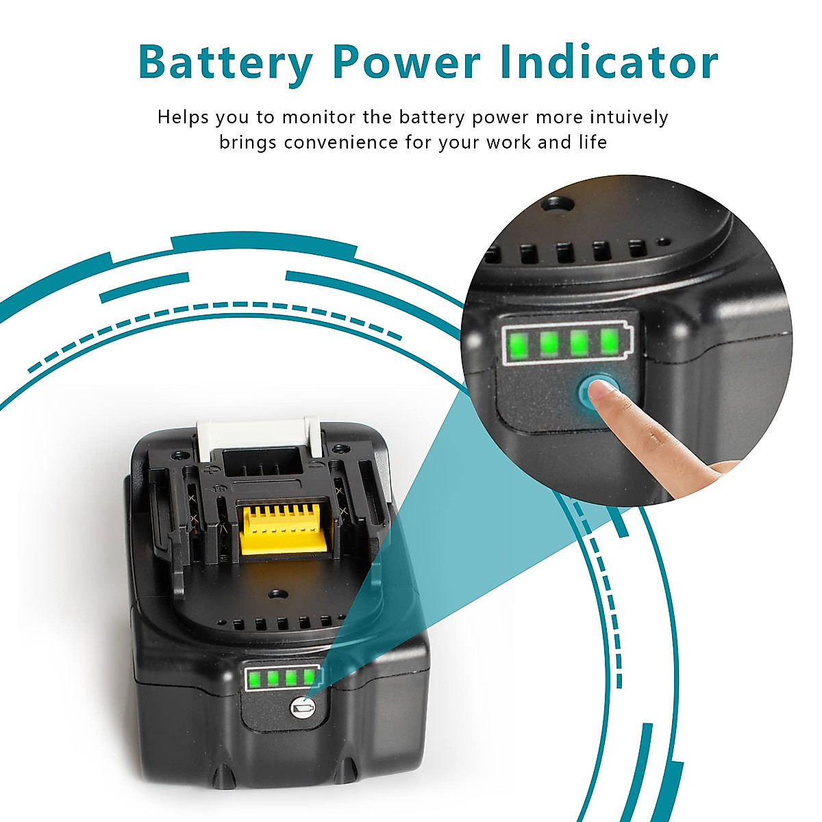 2Packs Upgraded 5.0Ah 18V BL1850B with LED Replacement Lithium-ion Battery Compatible with Makita 18 Volt Battery for Compatible Makita 18V Lithium-Ion Cordless Power Tools (4)