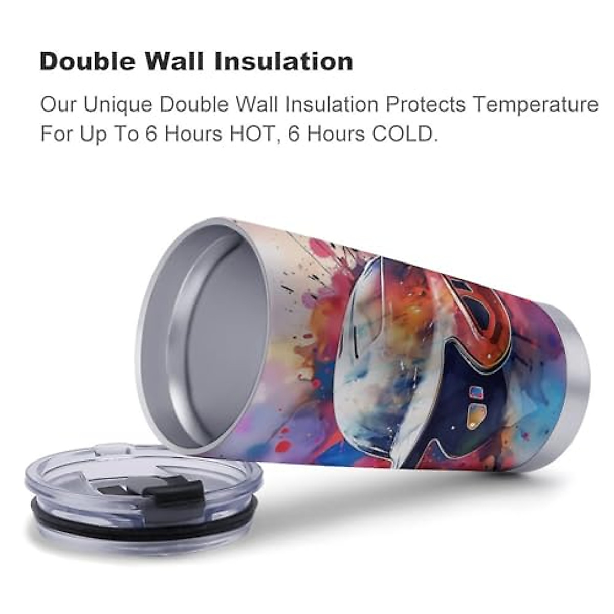 WNICELIN Vintage Graffiti Baseball Cap Tumbler Insulated Travel Mug Stainless Steel Travel Tumbler Car Cup with Straw And Brush with Lid 20oz