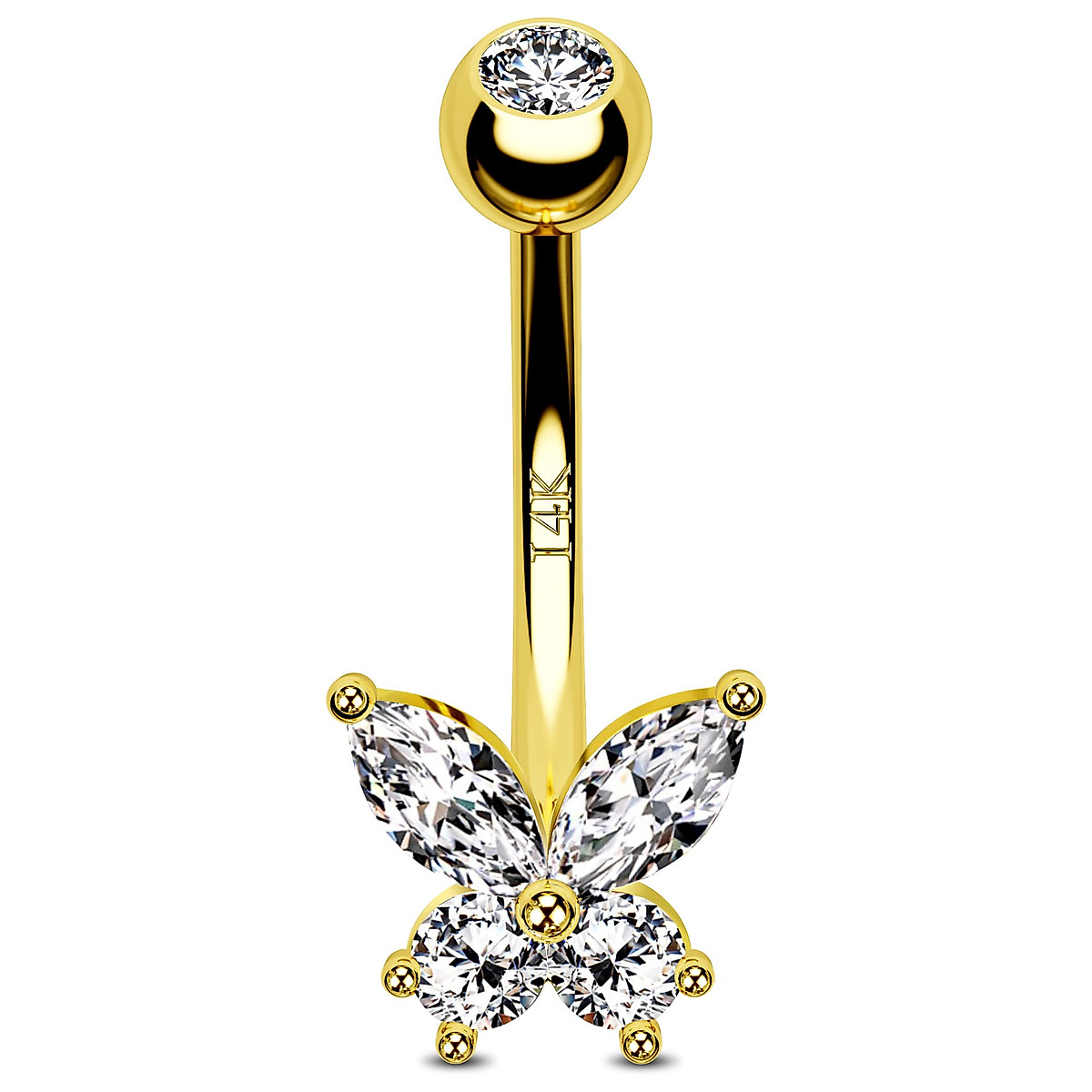 Jewseen 14K Gold Belly Button Rings for Women Butterfly Belly Rings Navel Piercing Jewelry Belly Piercing Body Piercing Jewelry