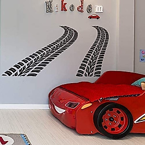 Diuangfoong Curved Tire Tracks Wall Decal Car Nursery Decor Boys Nursery Wall Decal Kids Room Decor Playroom Wall Decals Road Wall Decal Boys Room QT326003 39.5*55 inch