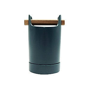 cusinine Kitchen Utensil Holder for Flatware, Silverware, Cutlery and Cooking Accessories, Wood and Ceramic, Countertop and Table Caddy (Blue)