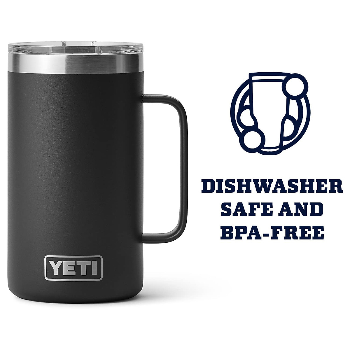 YETI Rambler 24 oz Mug, Vacuum Insulated, Stainless Steel with MagSlider Lid, Black