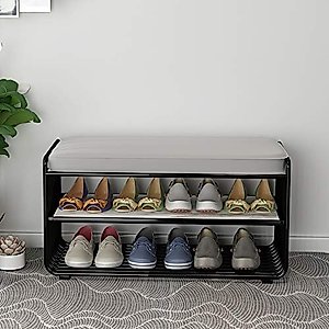 Articles for daily use Metal Frame Shoe Changing Stool Storage Stool, Living Room Entrance Entrance Shoe Cabinet one Long Chair Simple Bedroom Bed End Stool Storage Stool Large