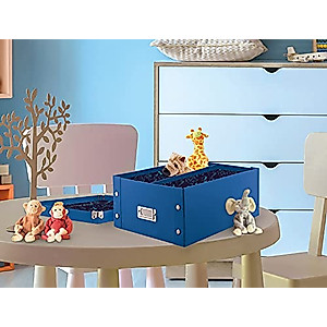 Snap-N-Store Storage Box - Pack of 2 Large, Collapsible, 13.25 x 10.13 x 5.75 Inch Storage Boxes for Kids, Crafts, Toys, Games and Organizing - Foldable Containers with Lids - Back To School - Blue
