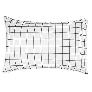 Amazon Basics Reversible Microfiber Bed-in-a-Bag with Elastic Storage Pockets -3 pcs, Full/Queen, Black Grid