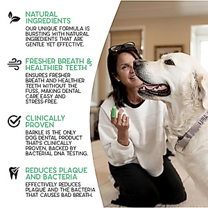 Barkle Dog Teeth Cleaning Gel | Best Dog Tooth Brushing Kit | Vet Reviewed to Eliminate Plaque, Tartar & Bad Breath | Toothpaste Replacement | Dog Breath Freshener | Free Finger Brush (Mint - 60 Days)