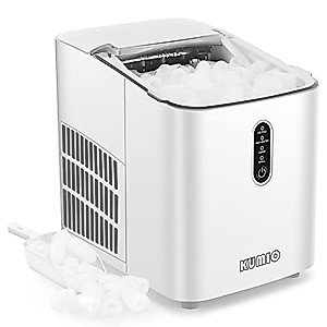 KUMIO Ice Makers Countertop, Portable Ice Maker with Self-Cleaning, 8 Cubes/9 Mins, 26.5Lbs/24Hrs, Ice Machine with Scoop and Basket, 2 Sizes of Bullet Ice for Home Office Bar Party