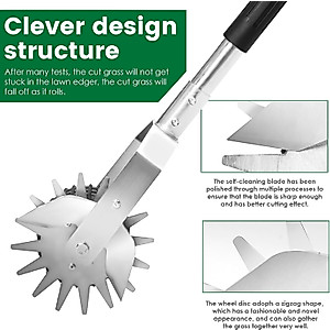 KYEEN-TOOLS Wheel Rotary Manual Edger Lawn Tool, Hand Edger Lawn Tool Made of Stainless Steel, Adjustable Length, Ideal for Precise Grass Trimming Along Sidewalks, Garden, Driveways, and Flower Bed