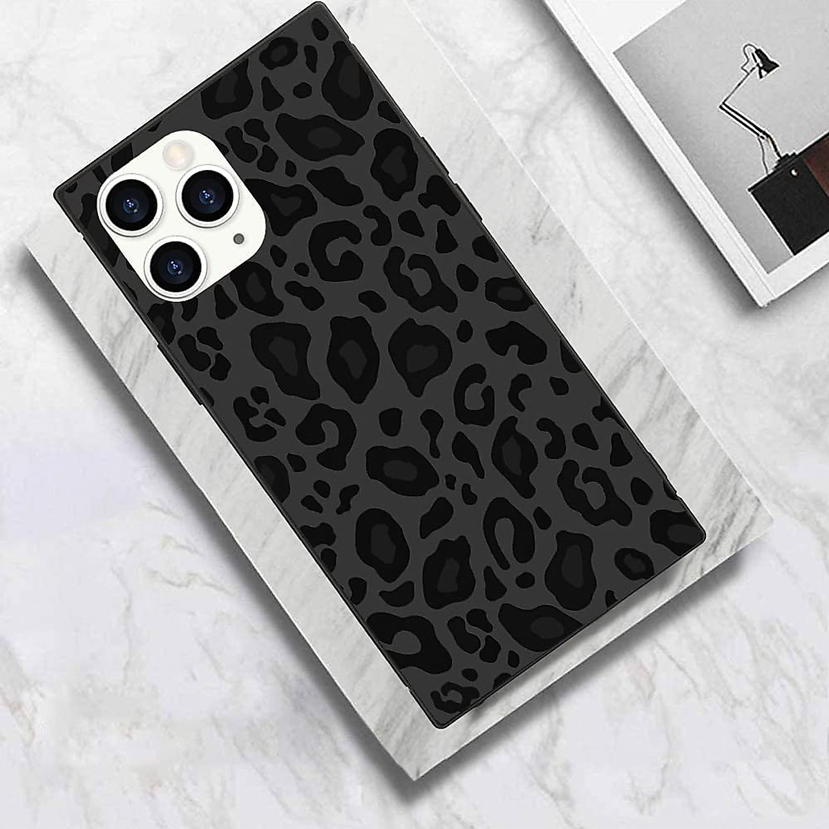 ZHUXUXITT Luxury Case for iPhone 13 Pro Max,Fashion Elegant Case for Women Girls,hard PC+soft silicone case is shock-proof and skid-proof for protective Case-Black Gray Leopard print