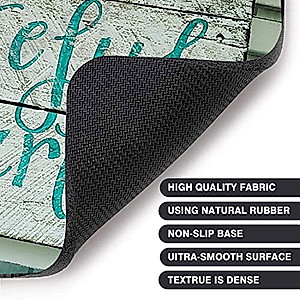 Wknoon Gaming Mouse Pad Custom, Begin Each Day with A Grateful Heart Quotes Rustic Turquoise Wood Design, Inspirational Bible Verse Scripture Quote Mouse Pads