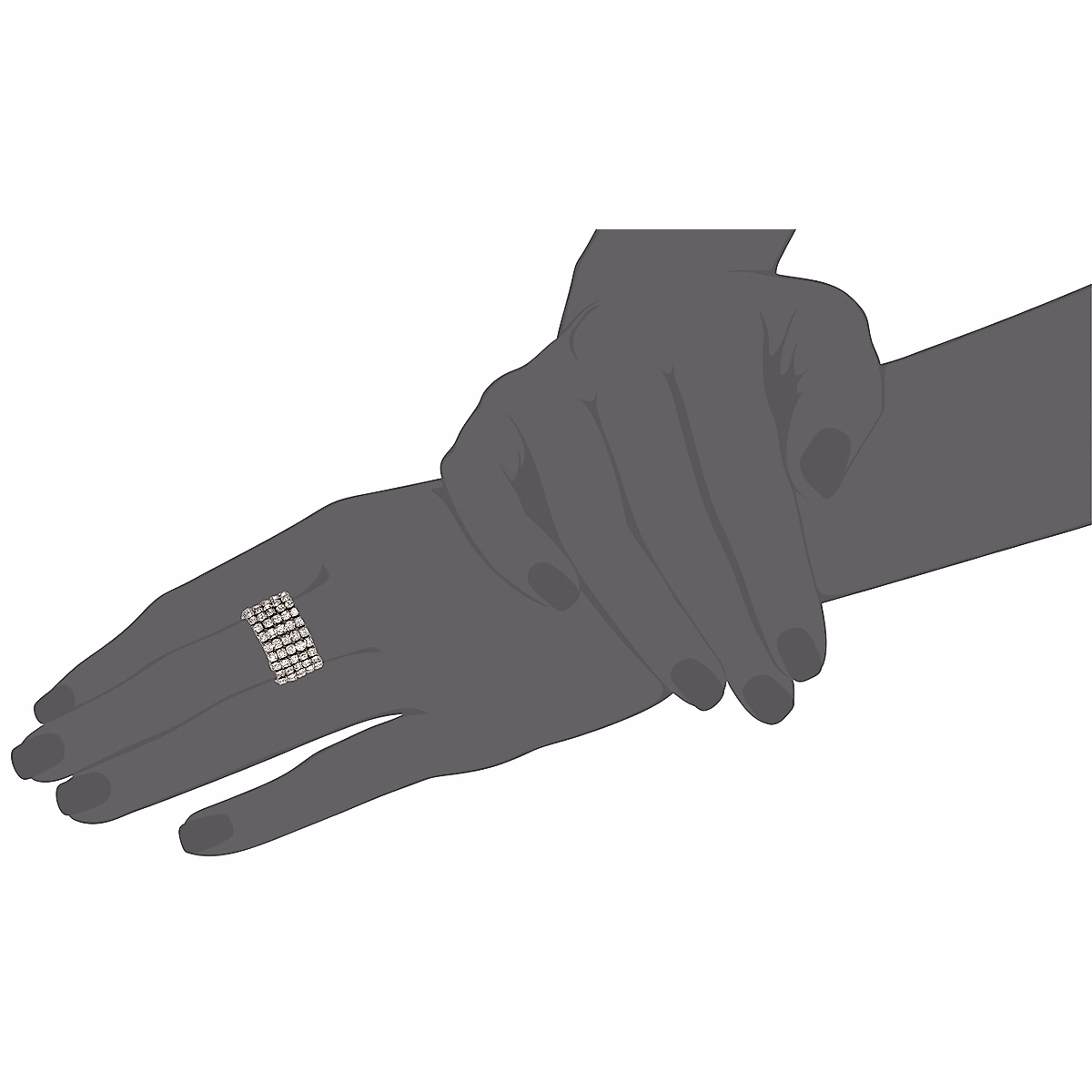 GUESS "Basic" Gold Look of 4 Band Chevron with Stones Ring, Size 7