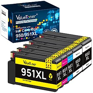 Valuetoner Compatible 950 951 Ink Cartridges Combo Pack Replacement for HP 950 XL 951 XL 950XL 951XL High Yield for Officejet Pro 8600 8610 8620 8100 8630 Printer (5-Pack, Black/Cyan/Magenta/Yellow)