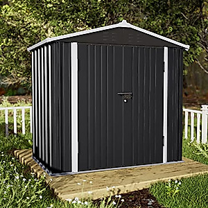 Amopatio Heavy Duty Outdoor Storage Shed 6' x 4', Weather Resistant Metal Shed, Sturdy Tool Shed for Garden/Backyard, Black