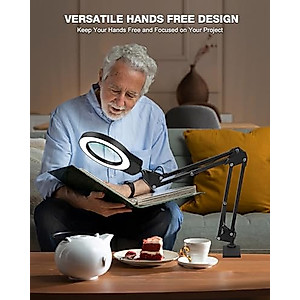 10X Magnifying Glass Light Stand Desktop Lamp Desk Table Close Work Up for Crafting, Model Assembly, Reading, Sewing, Jewelry Making ,Easy Adjustable Head Controller, Wide Compatibility Clamp
