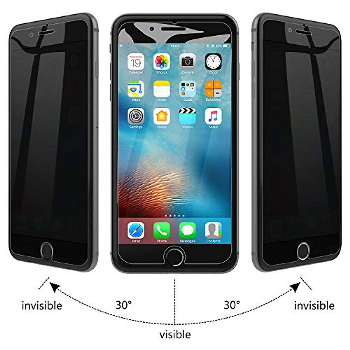 JETech Privacy Screen Protector for iPhone 8 Plus and iPhone 7 Plus, Anti-Spy Tempered Glass Film, 2-Pack