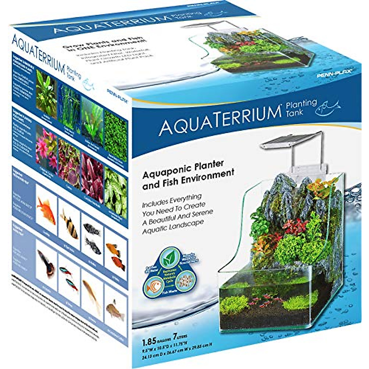 PENN-PLAX AquaTerrium Planting Tank – Hydroponic Aquarium with Integrated Filter System for Live Plants and Fish – 1.85 Gallons