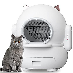 Self Cleaning Cat Litter Box, Automatic Cat Litter Box, Infrared Sensor Cat Litter Box, Safety Protection, Odor Removal with Mat for Multiple Cats