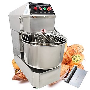 TECHTONGDA 30L Commercial Dough Mixer Electric Flour Mixer Dual Rotating Double Speed Dough Kneading Machine Stainless Steel Stand Mixer Pizza & Bread Dough Mixing Machine for Restaurant Pizzeria