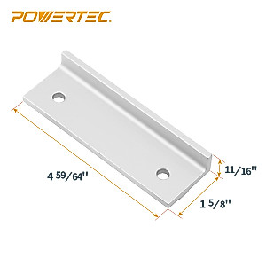 POWERTEC 71696 4-59/64" Universal Long Stop Kit, T Track Stop Block for T-Track Woodworking, Sanding, and Routing, 2PK