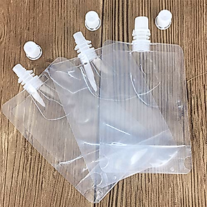 100Pcs Drink Pouches, Drinks Flasks Liquor Pouch Sealing Storage Packaging Bag, Disposable Milk Stand Up with Nozzle, Transparent Drinks Pouch 100 ml/200 ml/250 ml/300 ml