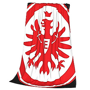 Bundesliga Eintracht Frankfurt Fleece Throw Blanket Soft and Warm Flannel Plush Blanket Couch Sofa Bedding for Kids Adult, Black, 50x40