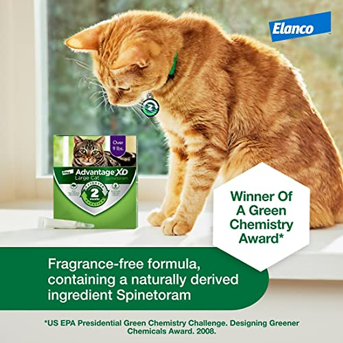 Advantage® XD NEW Flea Prevention & Treatment for Large Cats Over 9 lbs, 2 Topical Doses, 4-Month Coverage, Long Lasting